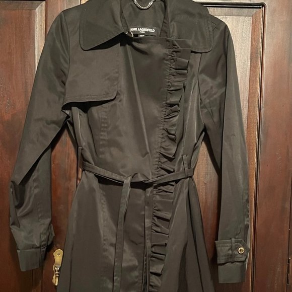 Karl Lagerfeld | Jackets & Coats | Karl Lagerfeld Coat Ruffle Trench ...
